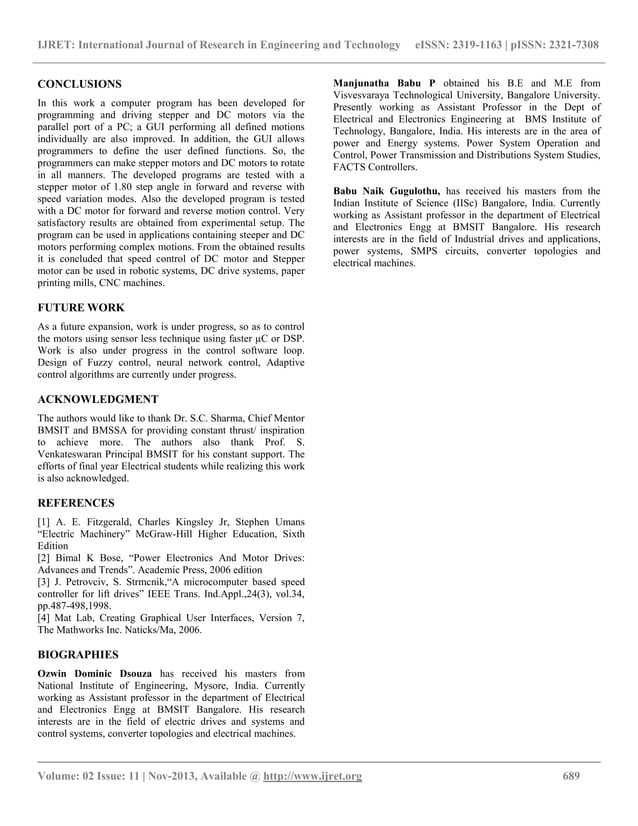 Bi directional speed control of dc motor and stepper motor through mat ...