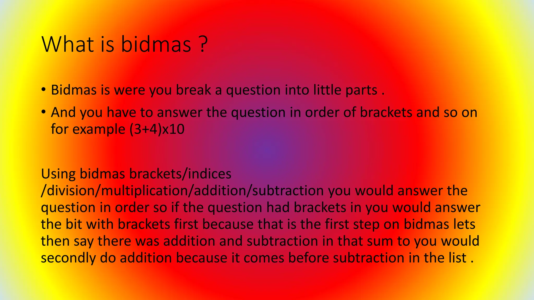 Bidmas | PPTX