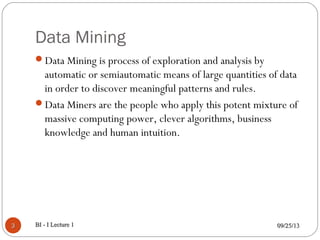 INTRODUCTION TO BUSINESS INTELLIGENCE and DATA MINING | PPT
