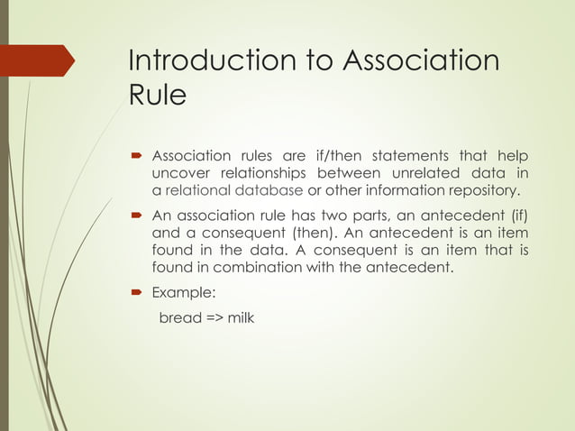 1. Introduction to Association Rule 2. Frequent Item Set Mining 3. Market Basket Analysis | PPT