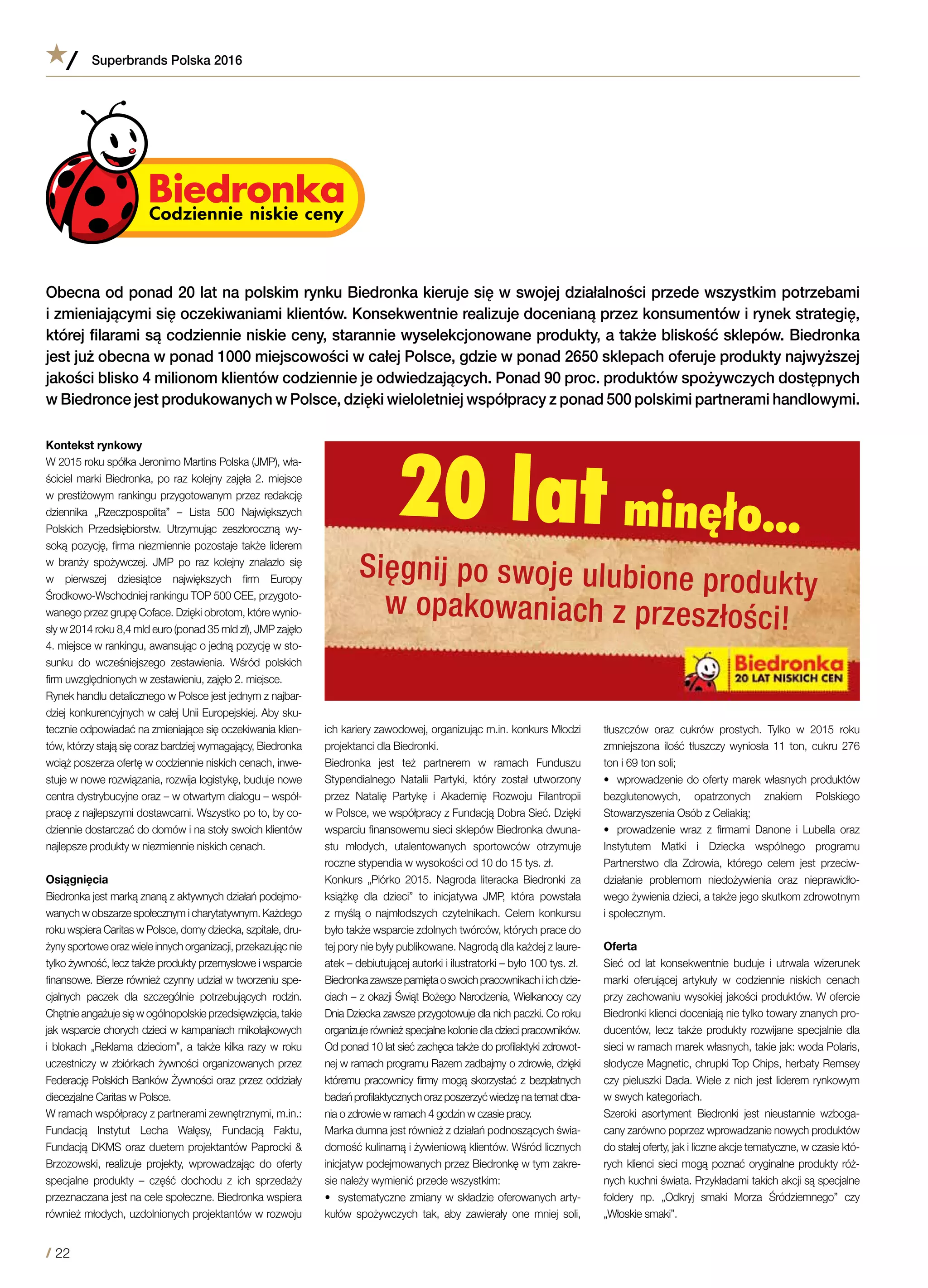 Case study marki Biedronka z Albumu Superbrands Polska 2016 | PDF
