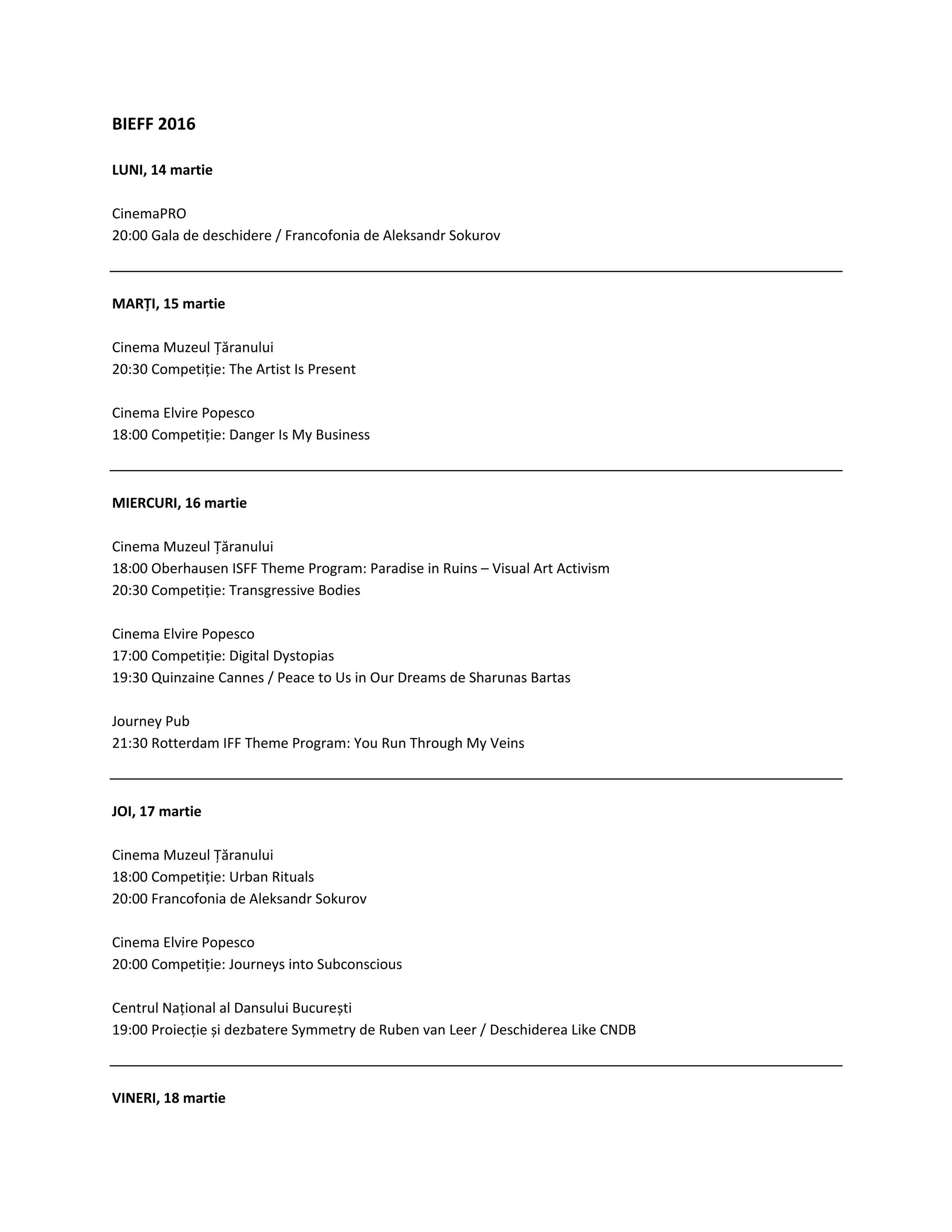 Bieff 2016 program | PDF