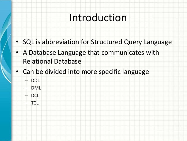IM02: Database Language
