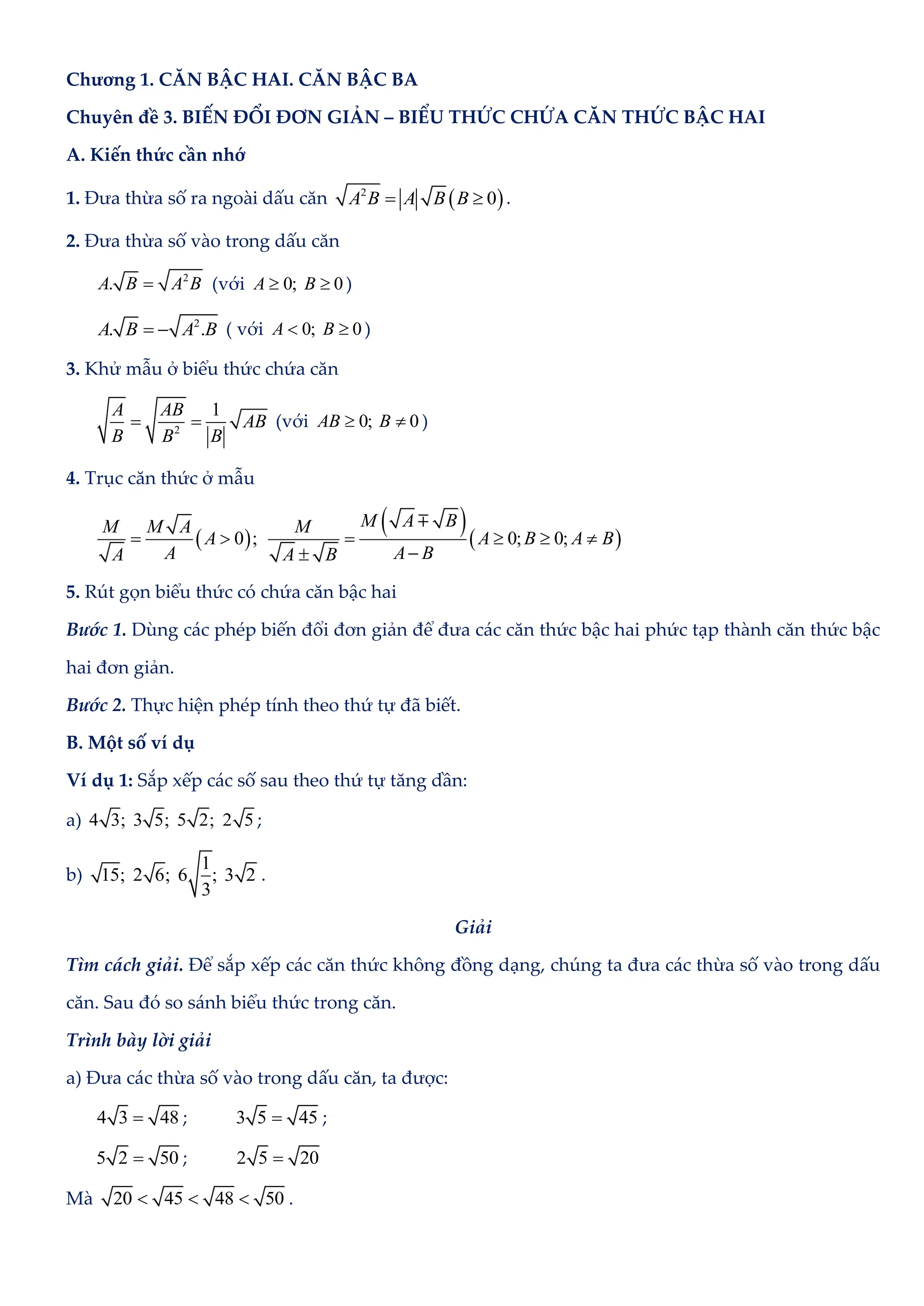 Chuyen de Toan 9 Bien doi don gian bieu thuc chua can | DOC