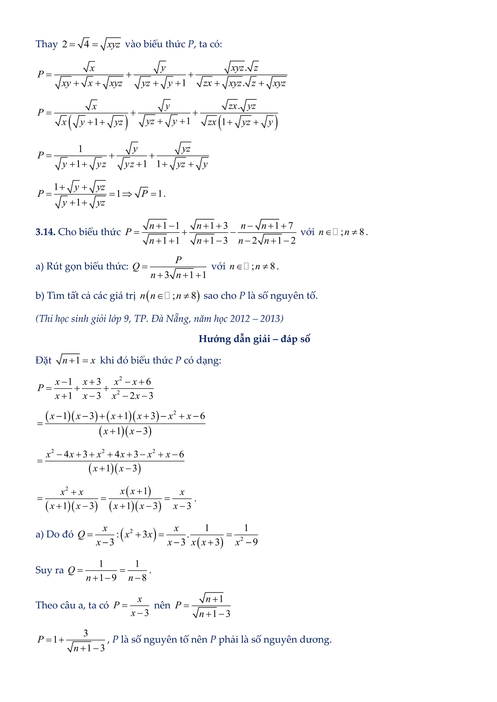 Chuyen de Toan 9 Bien doi don gian bieu thuc chua can | DOC