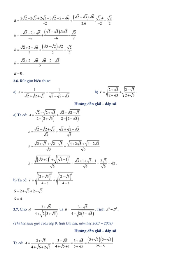 Chuyen de Toan 9 Bien doi don gian bieu thuc chua can | PDF