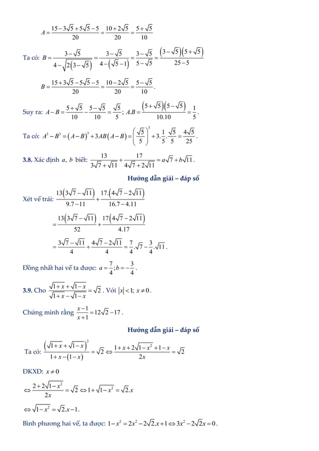 Chuyen de Toan 9 Bien doi don gian bieu thuc chua can | PDF