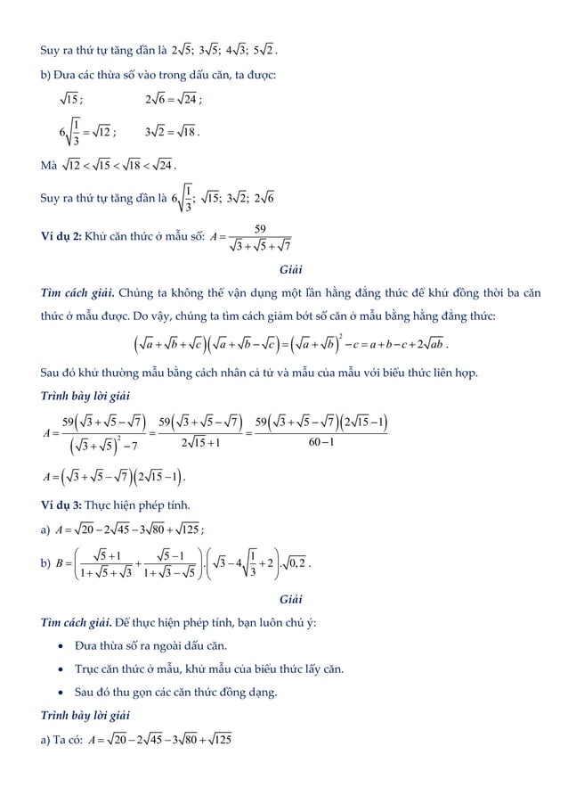 Chuyen de Toan 9 Bien doi don gian bieu thuc chua can | PDF