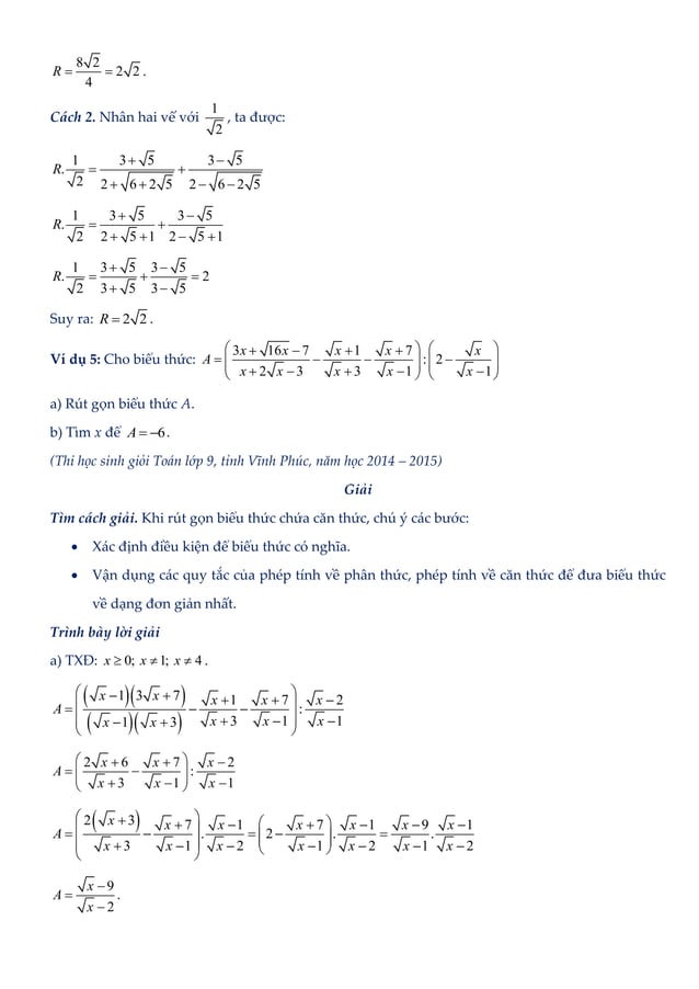 Chuyen de Toan 9 Bien doi don gian bieu thuc chua can | PDF