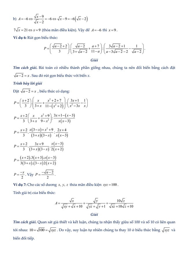 Chuyen de Toan 9 Bien doi don gian bieu thuc chua can | PDF