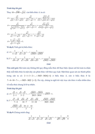 Chuyen de Toan 9 Bien doi don gian bieu thuc chua can | DOC