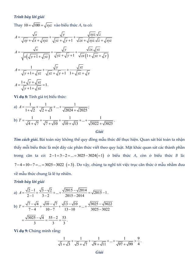 Chuyen de Toan 9 Bien doi don gian bieu thuc chua can | PDF