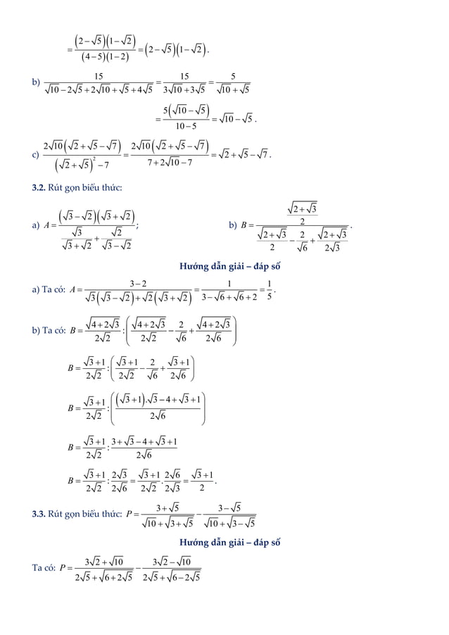 Chuyen de Toan 9 Bien doi don gian bieu thuc chua can | PDF
