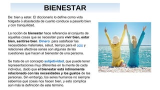 Bienestar y calidad de vida | PPT