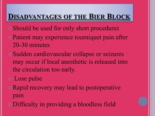 Bier block (intravenous regional anesthesia) | PPTX