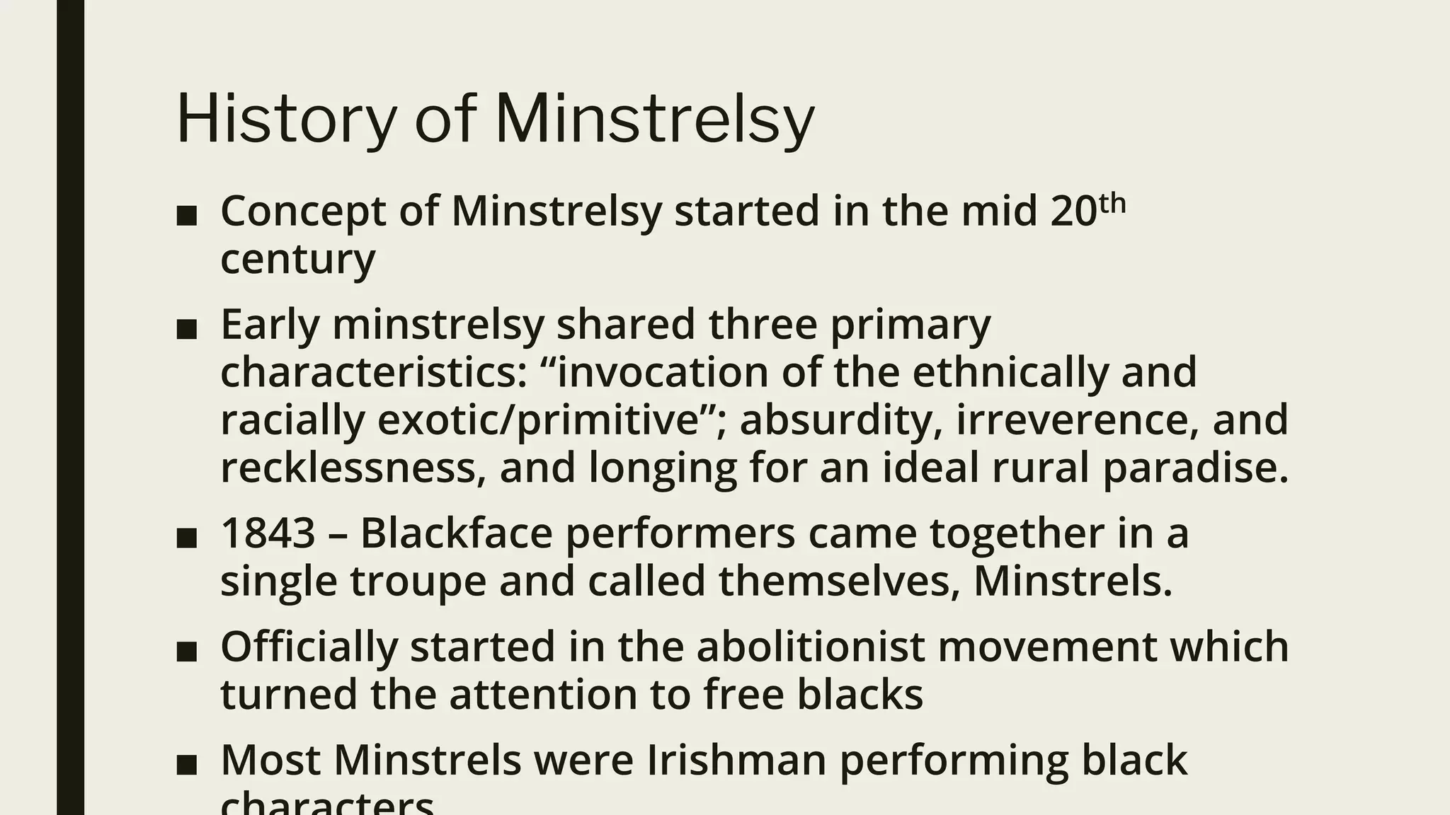 Effects of Minstrelsy | PPTX