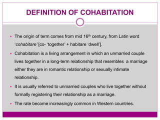 Sociology Family Institution Cohabitation | PPTX