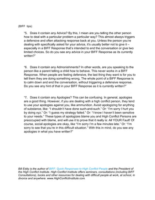 The BIFF technique for calming hostile conversations by Bill Eddy | PDF