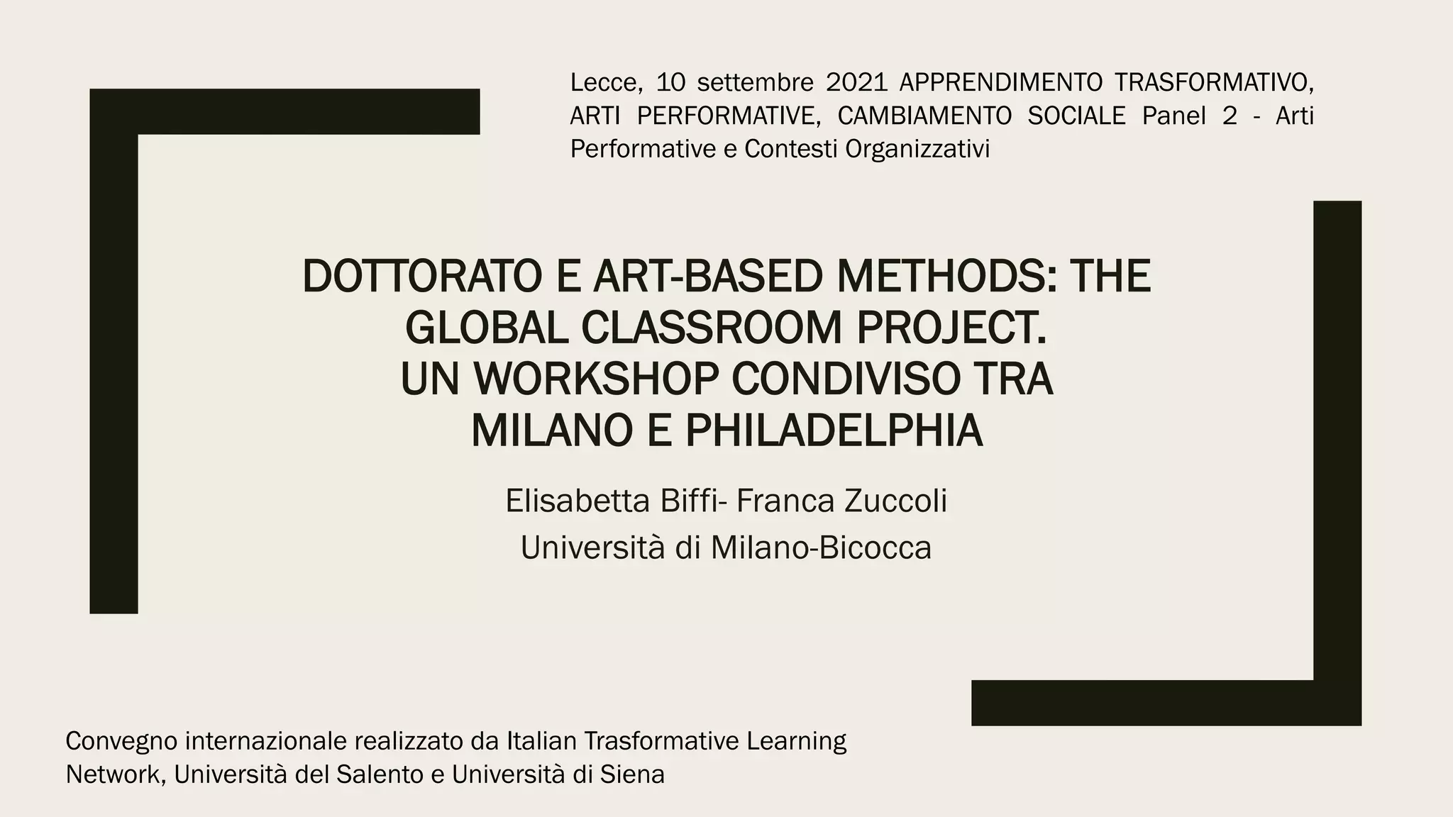 Dottorato e Art based Methods: the global classroom project. Un ...