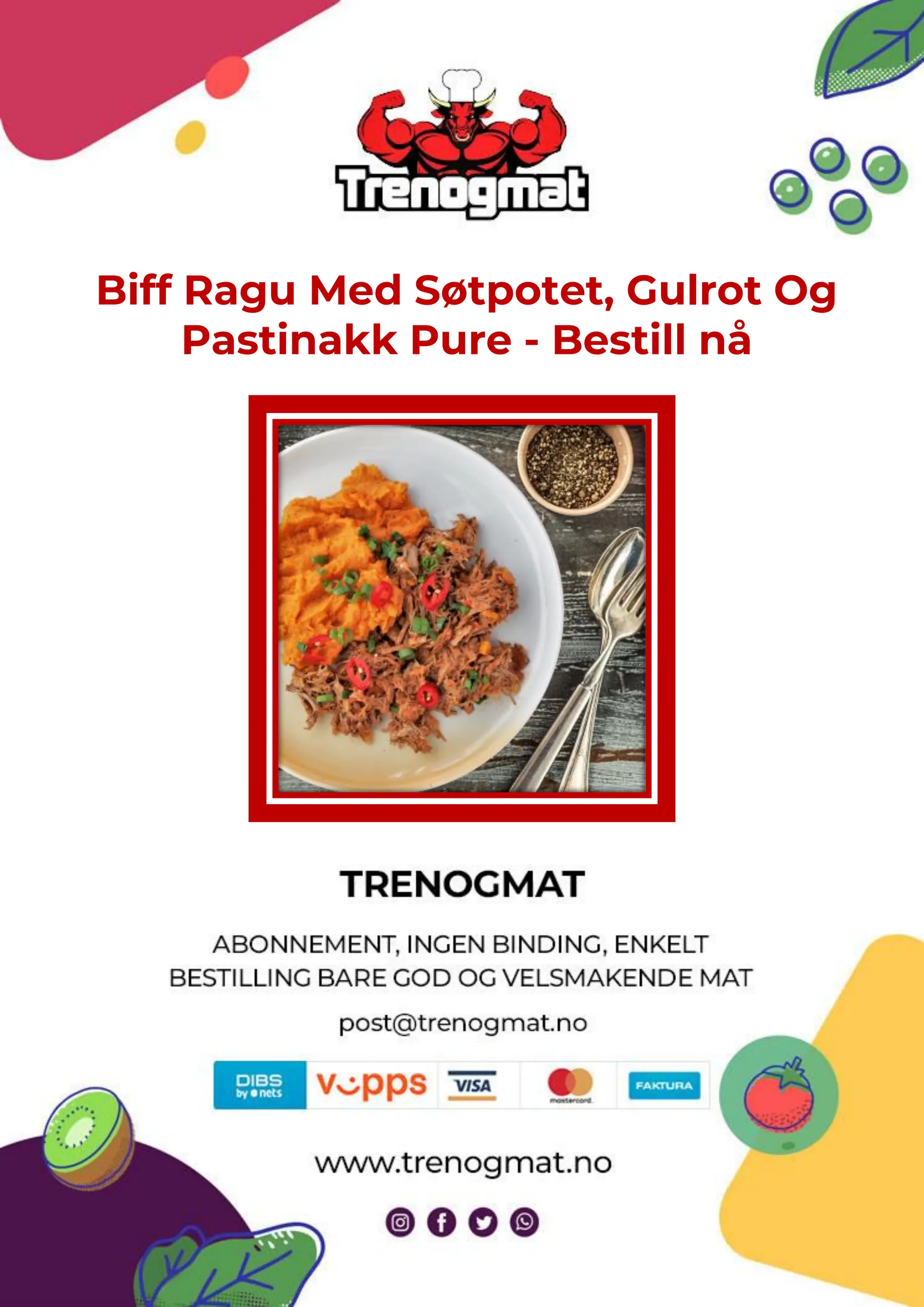 Biff Ragu Med Søtpotet, Gulrot Og Pastinakk Pure - Bestill nå | PDF