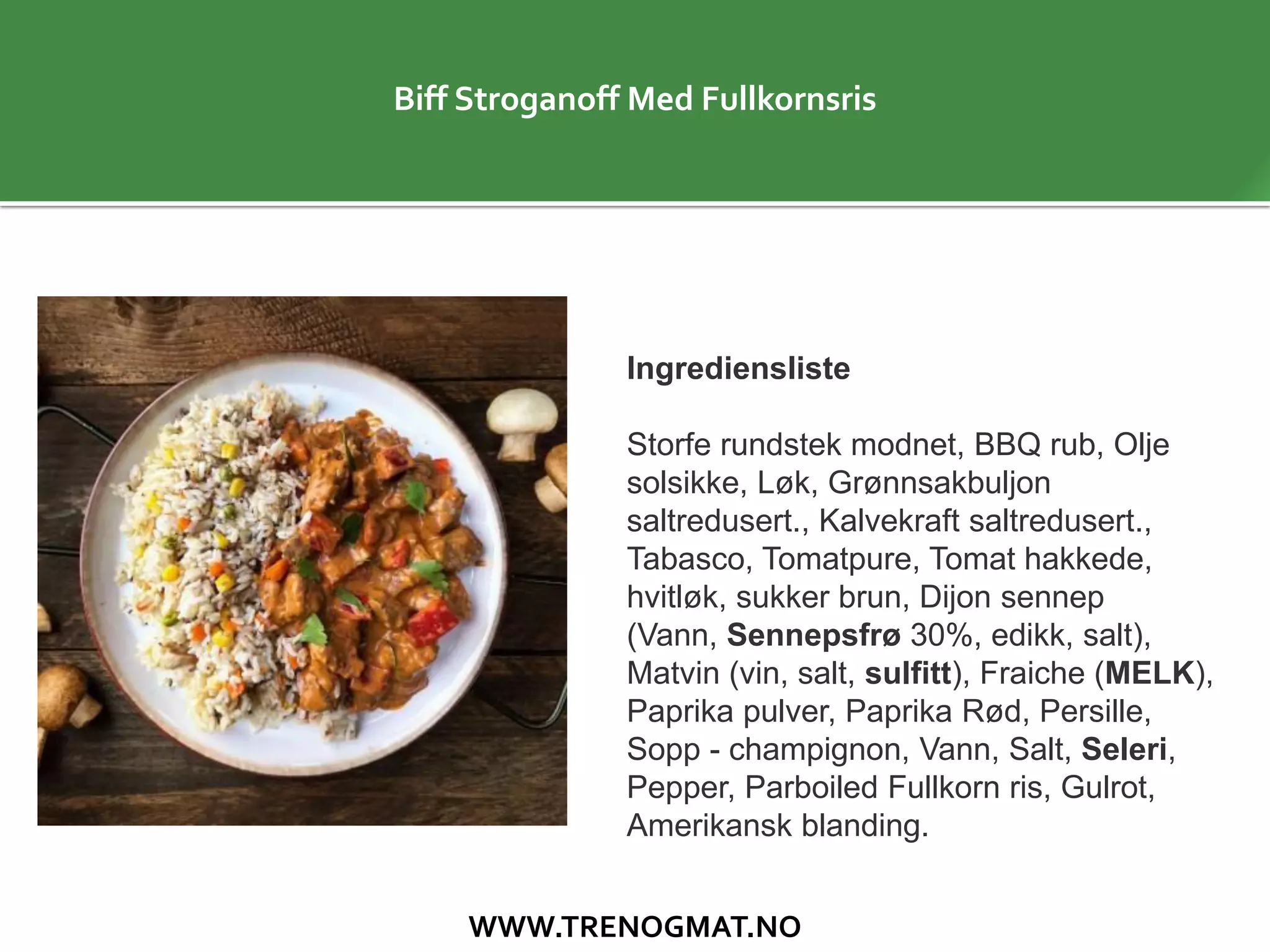 Biff Stroganoff Med Fullkornsris | PPT