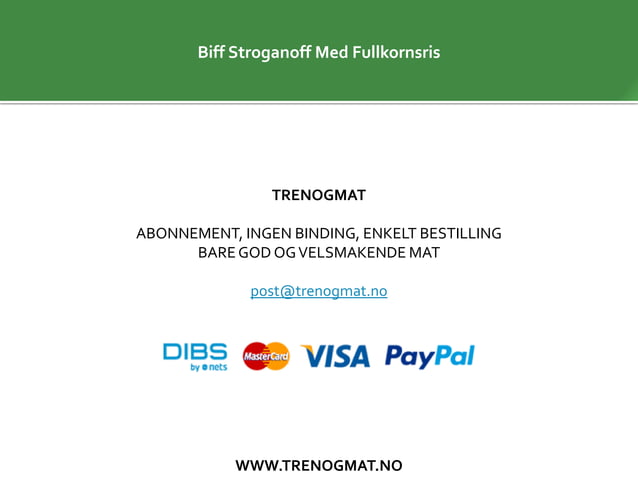 Biff Stroganoff Med Fullkornsris | PPT