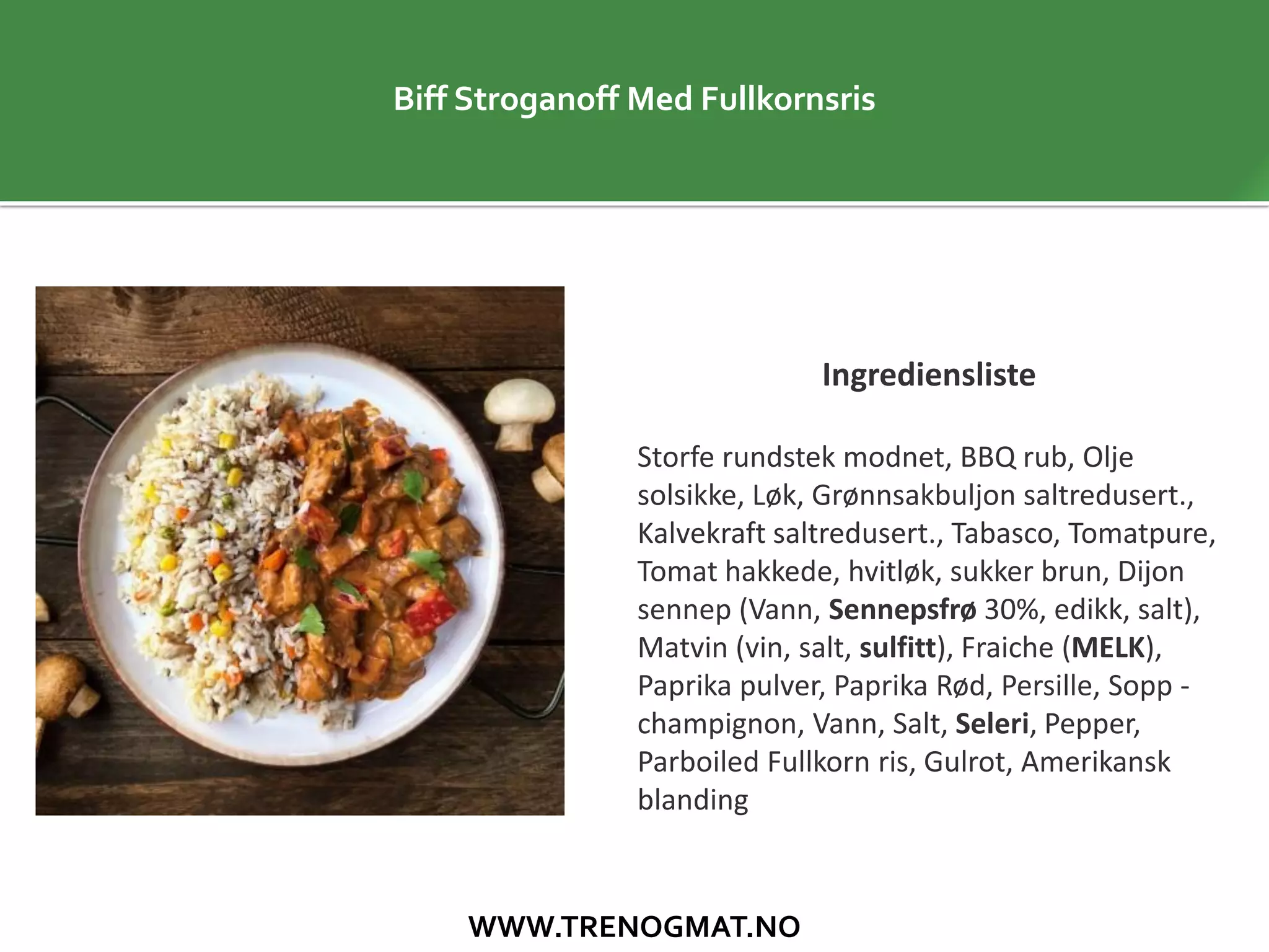 Biff Stroganoff Med Fullkornsris | PDF