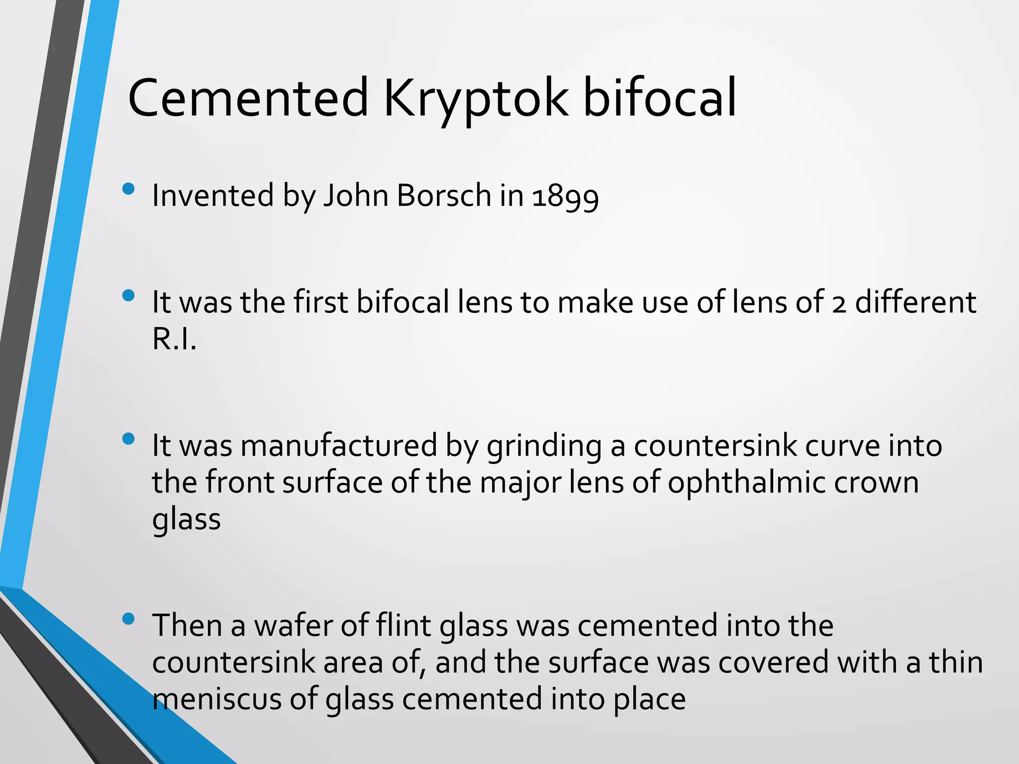 Bifocal lenses: types and principles | PPTX