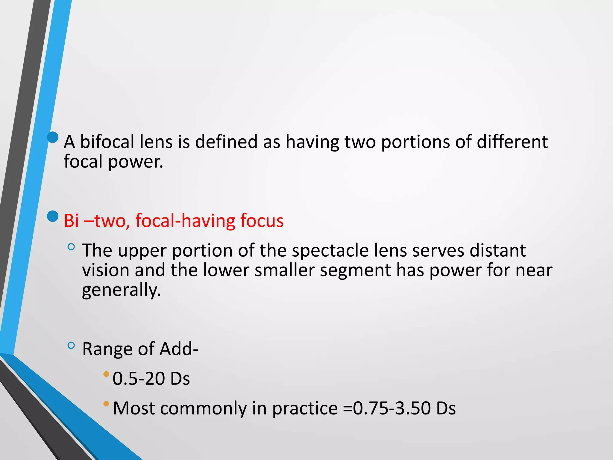 Bifocal lenses: types and principles | PPTX