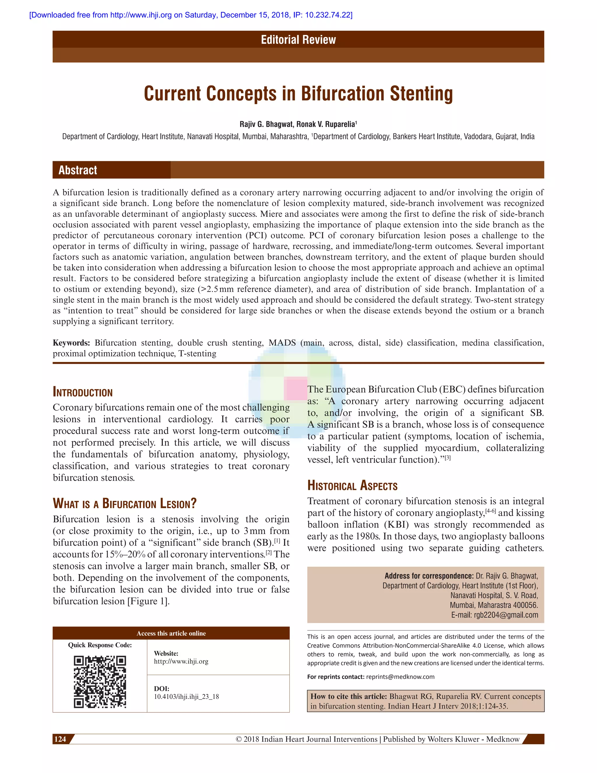 Bifurcation stenting | PDF | Heart and Cardiovascular Diseases ...