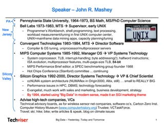 Big Data - Yesterday, Today and Tomorrow by John Mashey, Techviser | PPTX