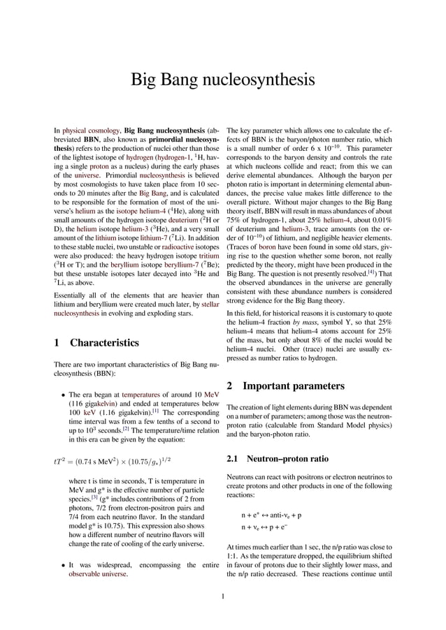 Big bang nucleosynthesis | PDF | Physics | Science