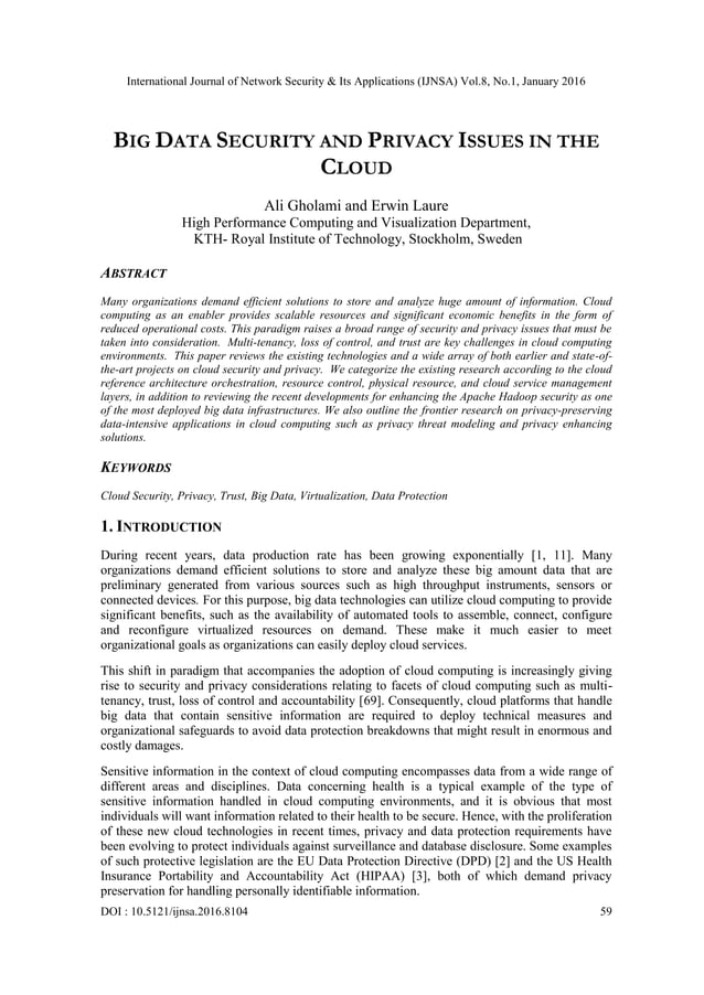 Big Data Security And Privacy Issues In The Pdf