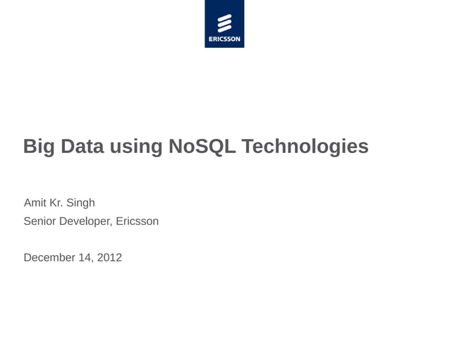 Big Data using NoSQL Technologies | PDF