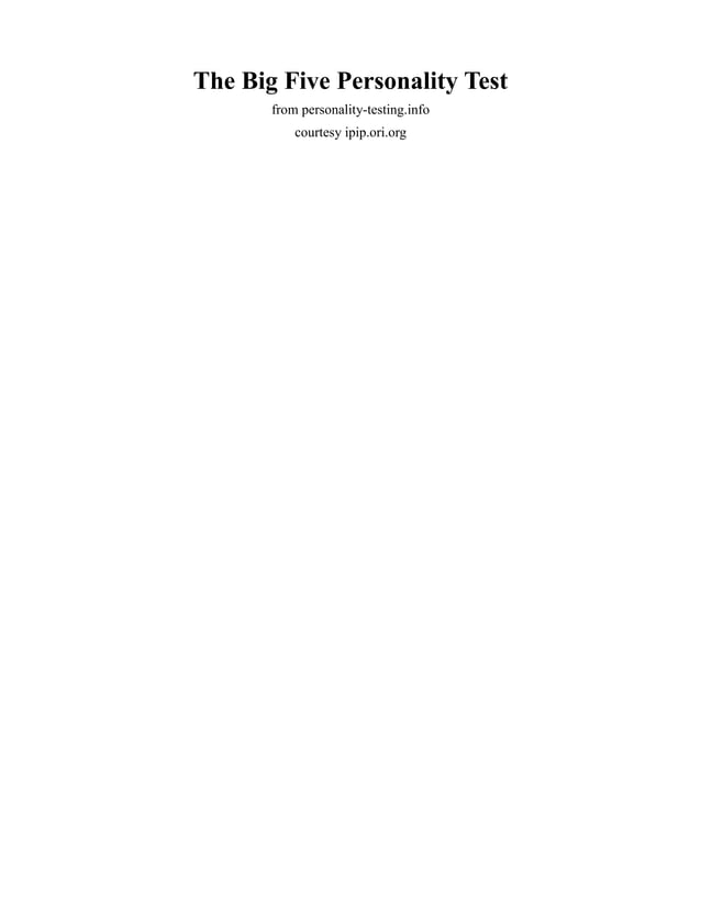Big five-personality-test | PDF | Mental Health | Diseases and Conditions