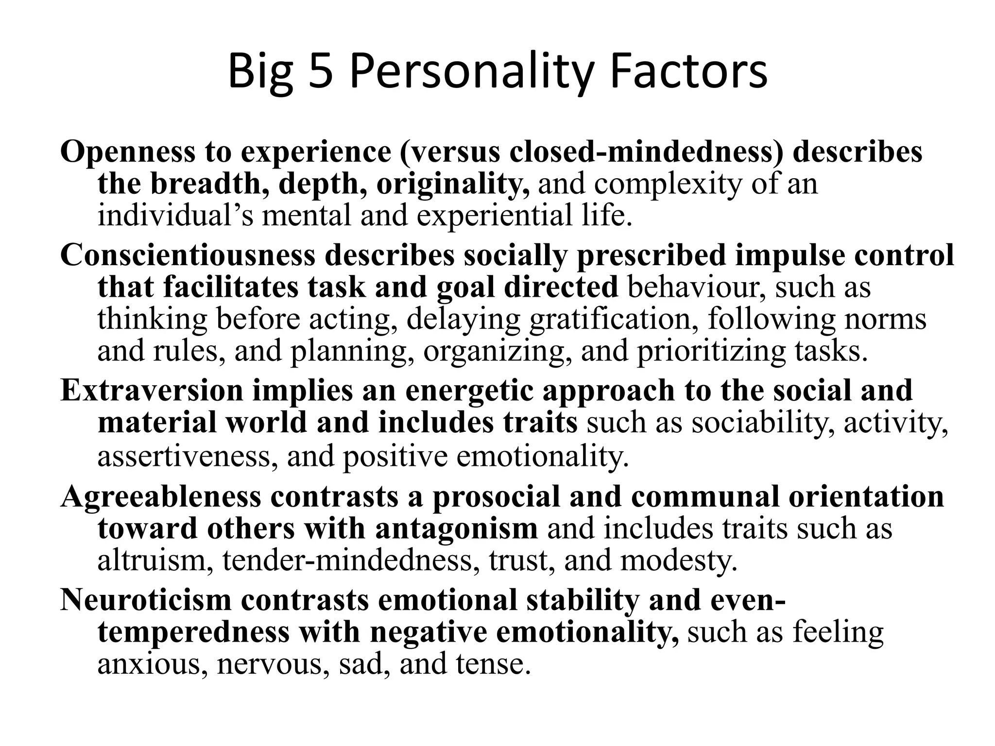 Big 5 factors of personality | PPTX