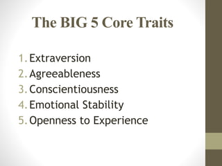 The BIG 5 Personality Model | PDF | Mental Health | Diseases and Conditions