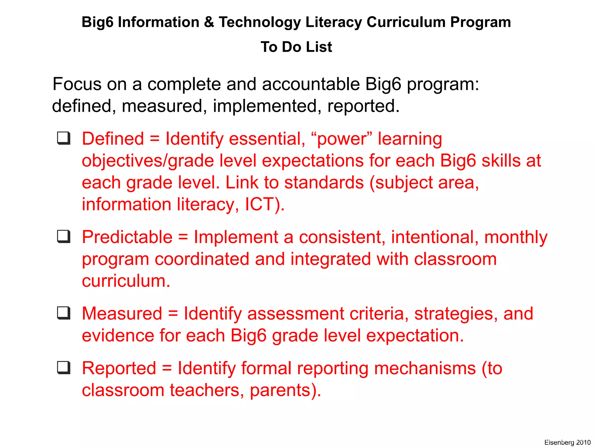Big6 by the month short overview | PPT