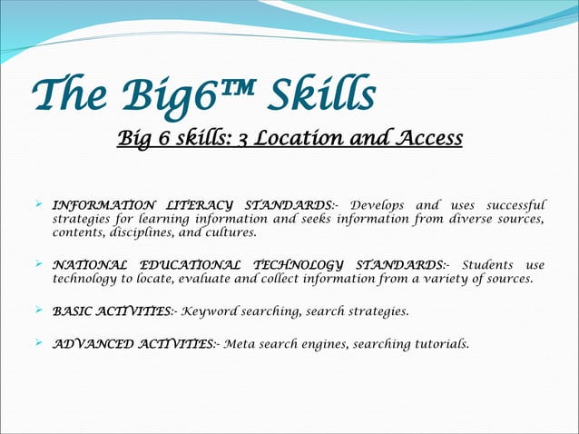 Big6 skills Model by Madhvi Mishra DU.ppt