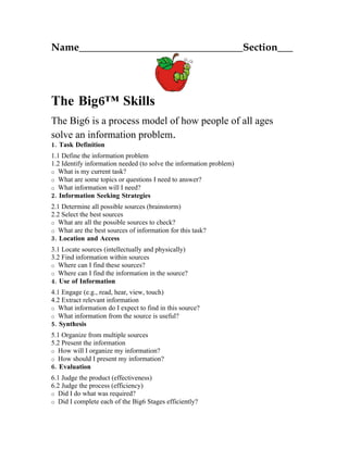 Big 6 Student Packet | PDF