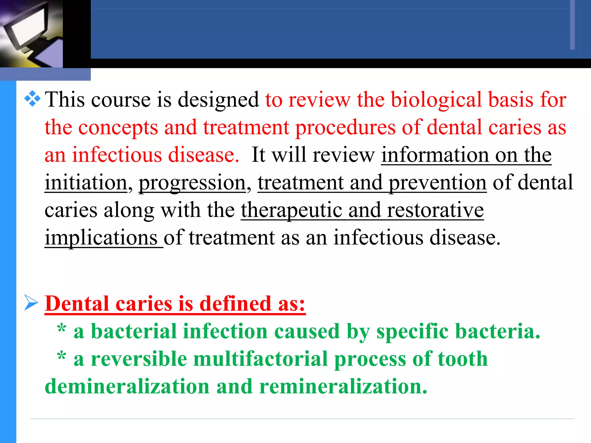 10 introduction to cariology ( dental caries) | PPTX