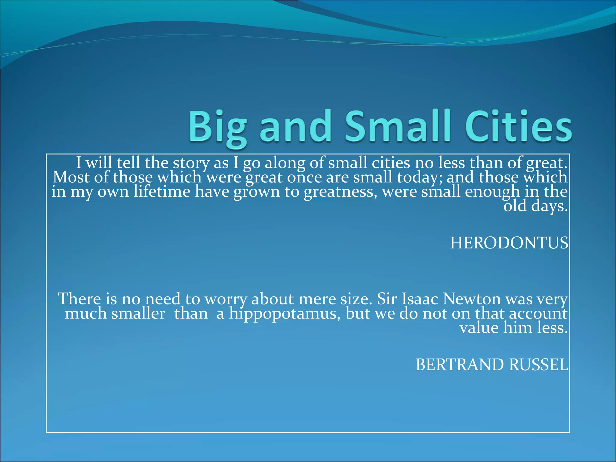 Big and small cities | PPT