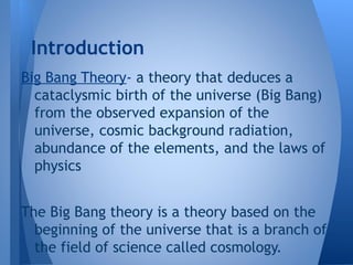 Big bang theory2 | PPT | Space and Astronomy | Science