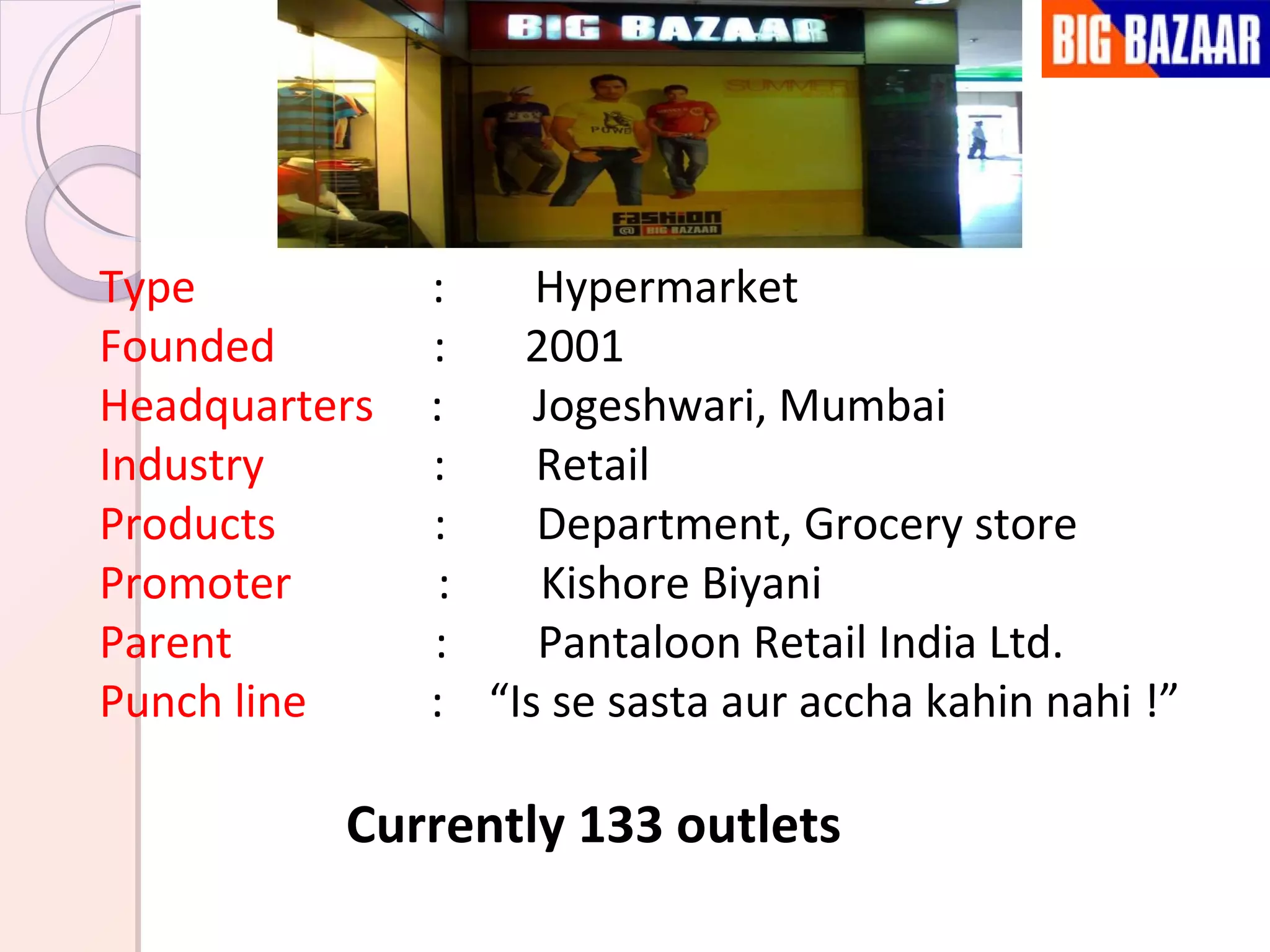 Big Bazaar | PPT | Retail Industry | Industries