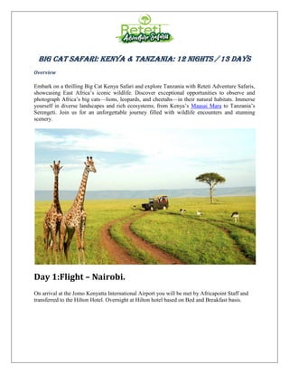 12-Night Big Cat Safari Adventure in Kenya & Tanzania | PDF