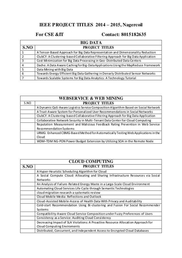 IEEE Project Titles 2014 For CSE IEEE Project Titles 2014 For CSE