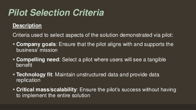 Big Data Pilot Template