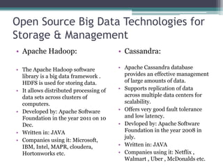 Big Data Open Source Technologies | PPTX