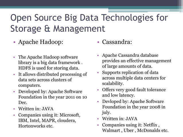 Big Data Open Source Technologies Pptx Databases Computer