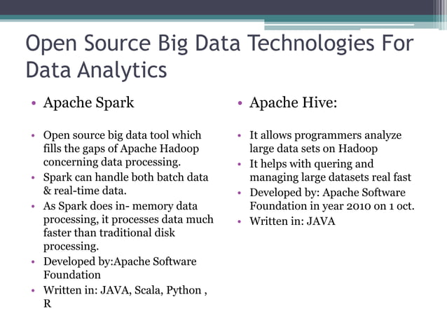 Big Data Open Source Technologies | PPTX | Databases | Computer Software and Applications